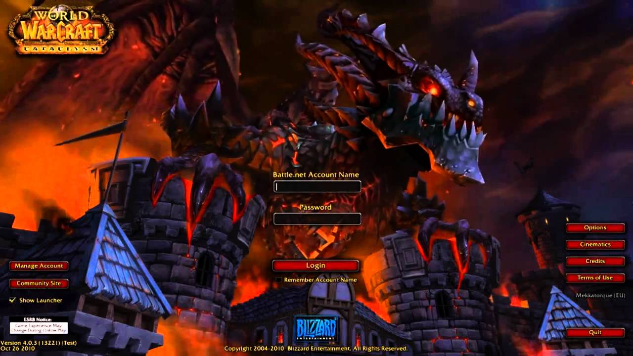 World of Warcraft: Cataclysm Login Screen - YouTube