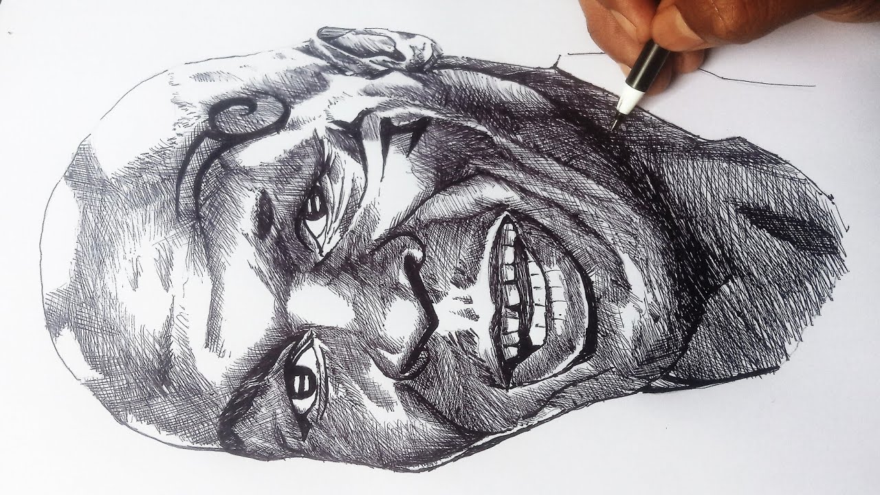Drawing Mike Tyson | Realistic Portrait Drawing With Pen | Tutorial ...