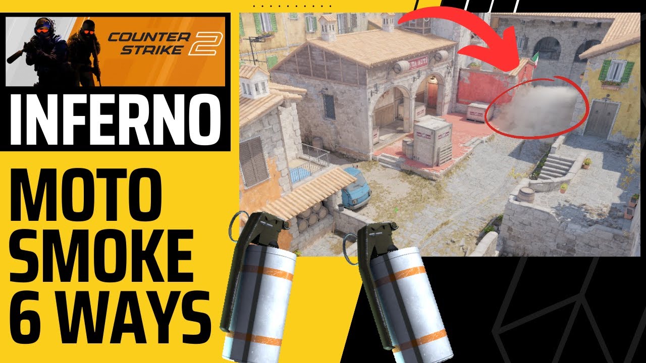 CS2 Inferno | Moto Smoke from 6 Different Spots - YouTube