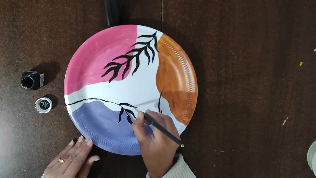 Disposable plate painting | thermocol plate painting ideas - YouTube