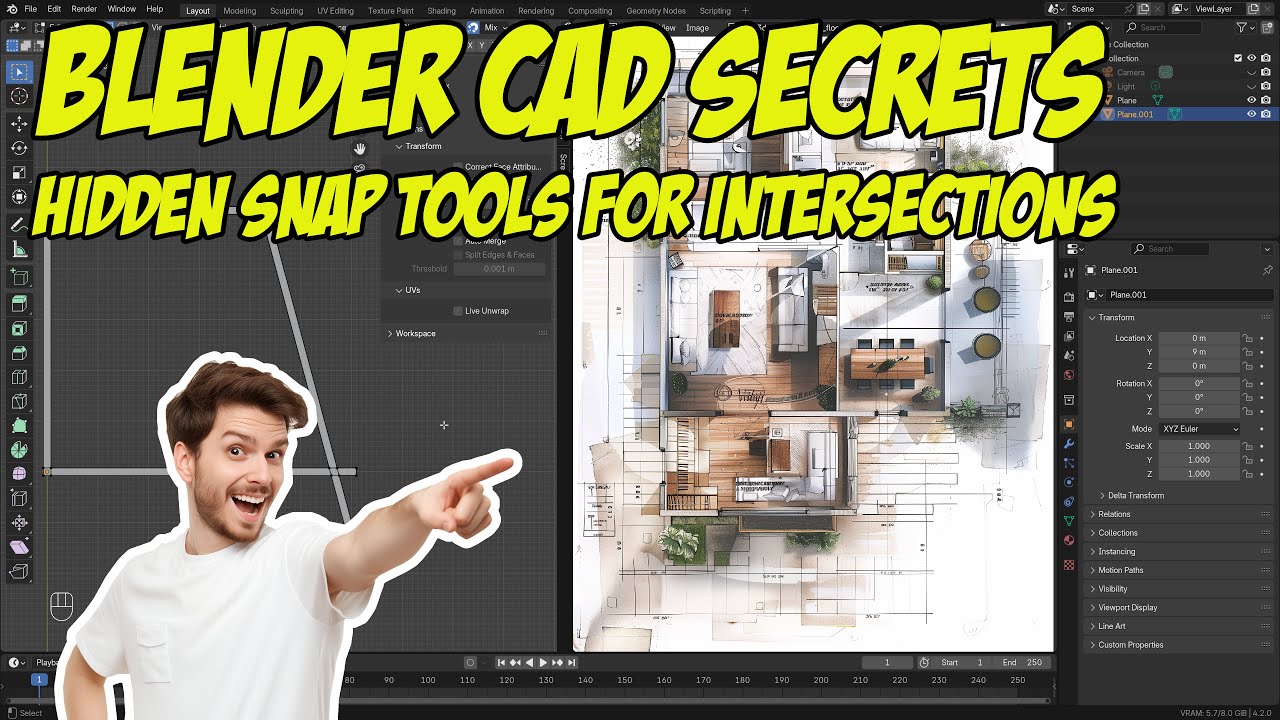 Blender CAD Secrets: Hidden Snap Tools for Precise Intersections - YouTube