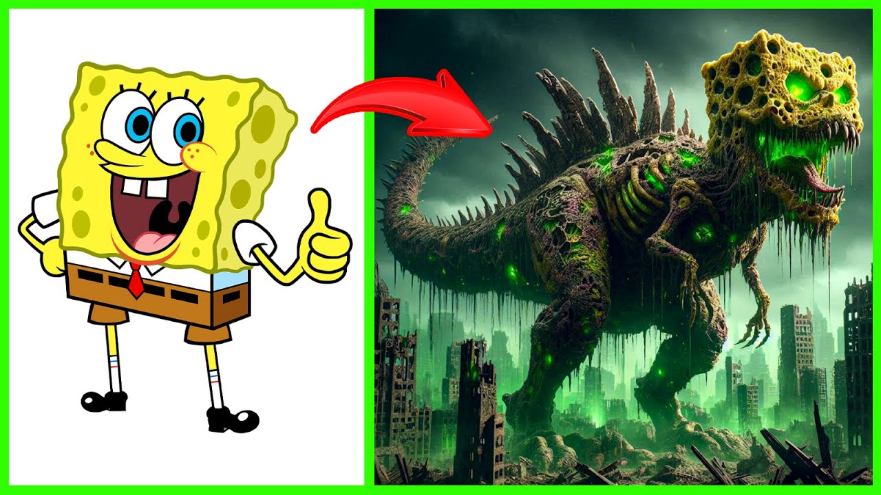 SpongeBob SquarePants as a Zombie T-Rex 🦖🧟 | All SpongeBob Characters ...