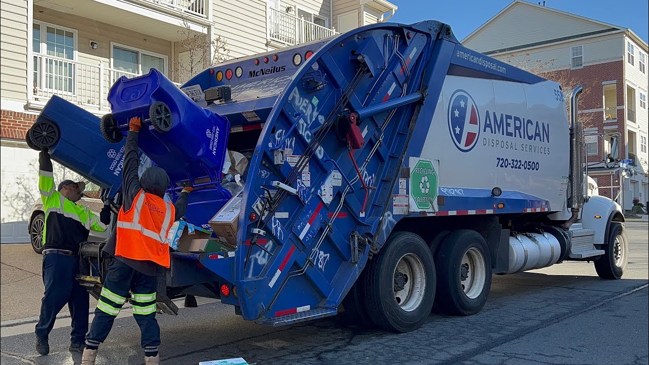 Fast American Disposal Crew Doing Garbage and Recycling - YouTube