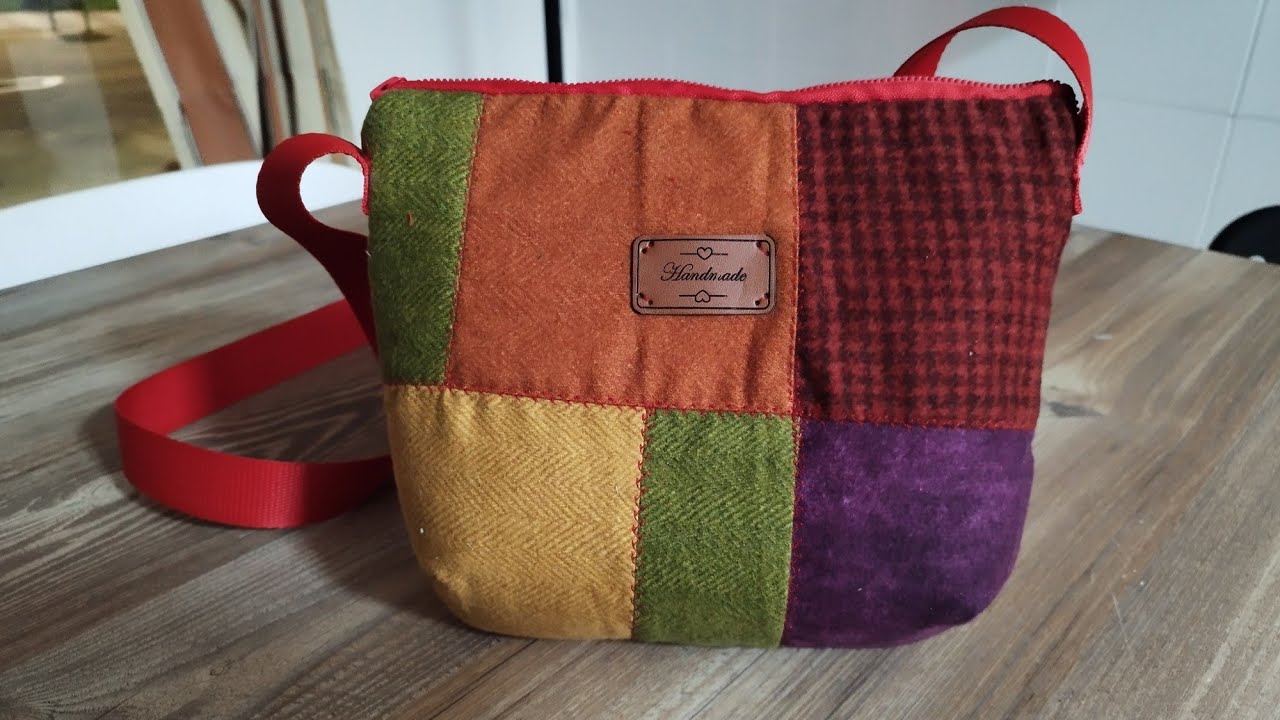 sencillo bolso con retales de telas - YouTube