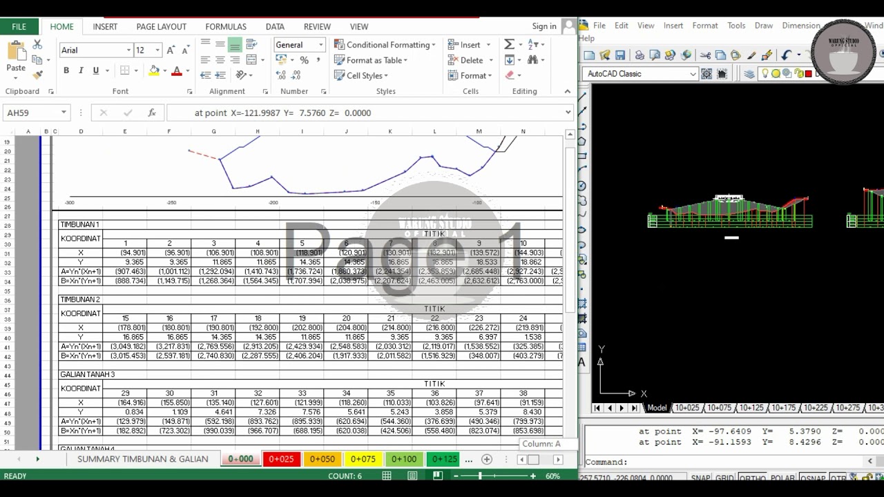 How to calculate excel volume with xy coordinates - YouTube