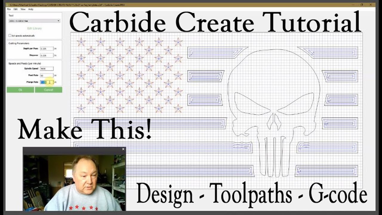 Carbide Create Tutorial for American flag with The Punisher - YouTube