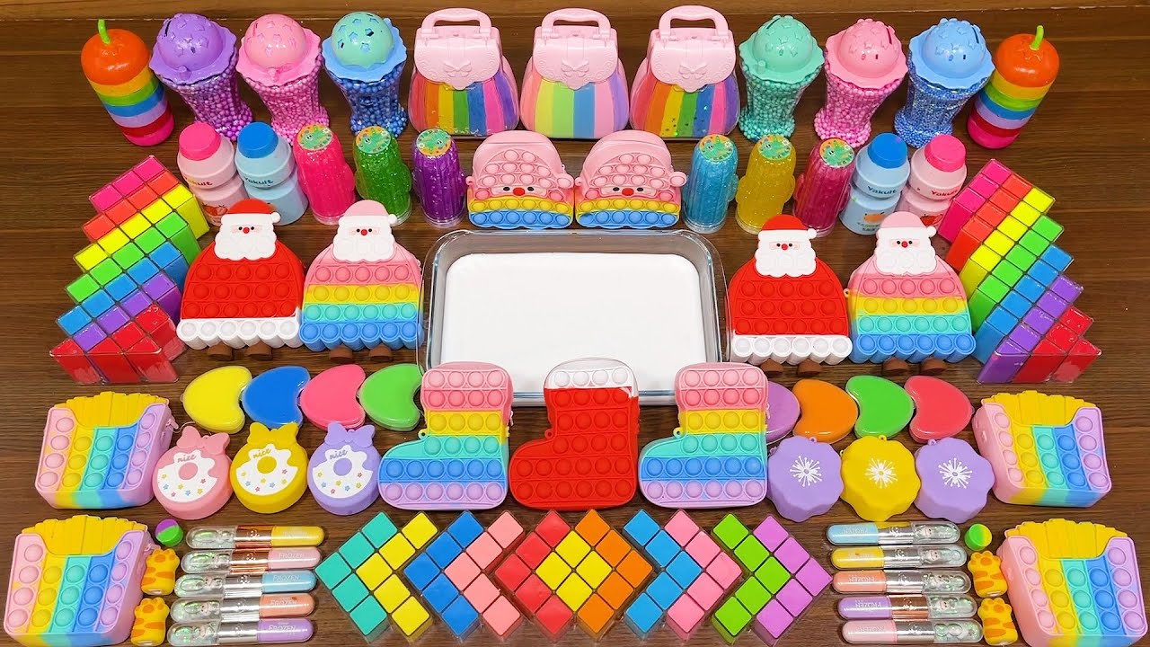 MERRY CHRISTMAS !!!Mixing random itno GLOSSY slime!!!Satisfying Slime ...