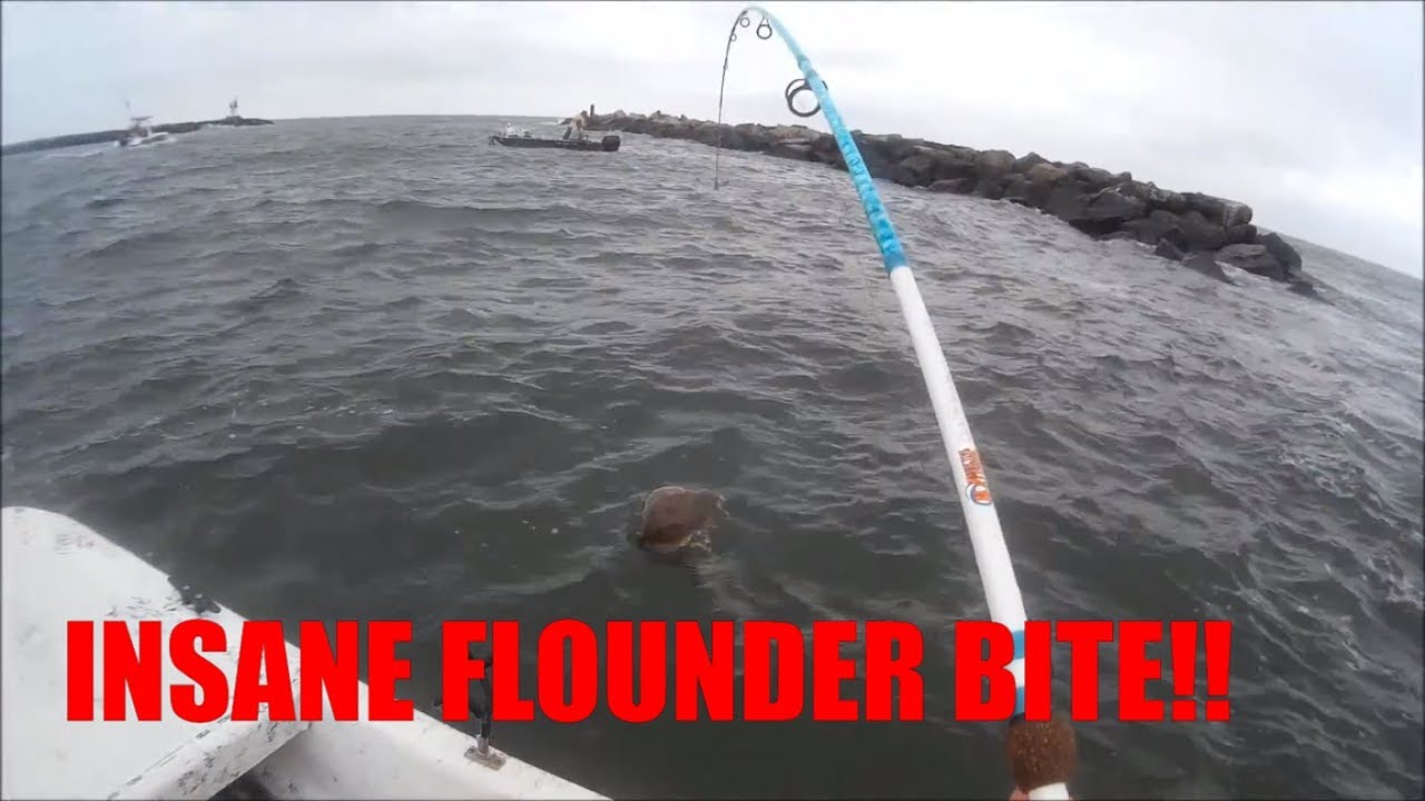 slaying flounder & guy flips his yak - Viginia beach, Va (rudee inlet ...