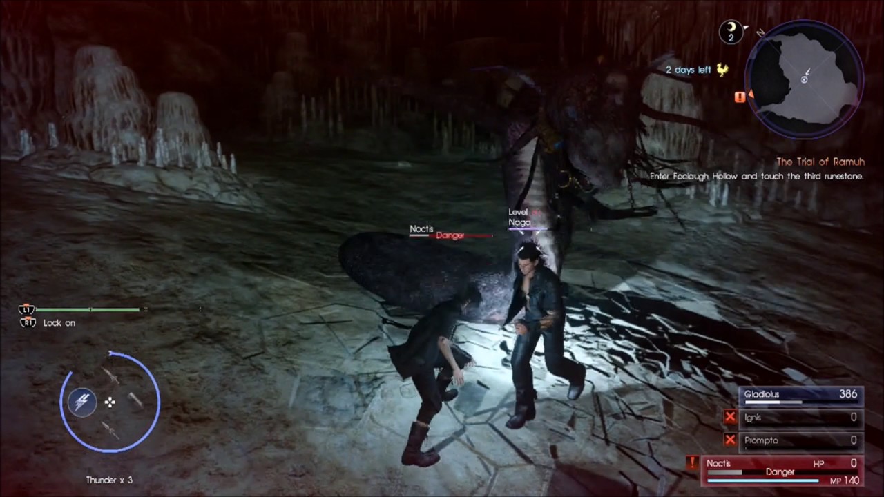 Final Fantasy 15 Defeat Naga Get to Third Ramuh Runestone - YouTube