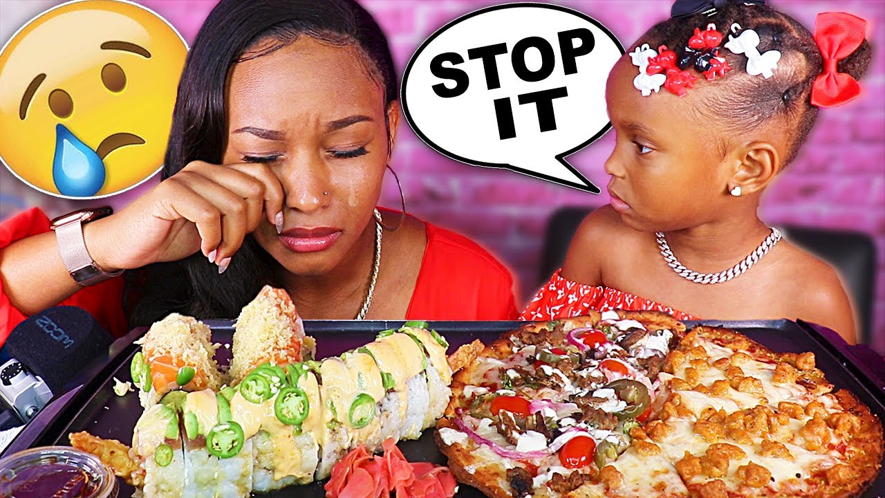 CRYING PRANK ON LAYLA + SAUSAGE PIZZA & SUSHI MUKBANG MUKPRANK 먹방 ...