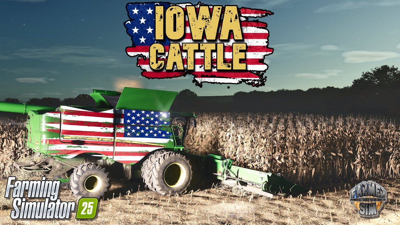 🌙NIGHT HARVEST!🌾- Iowa Cattle - Episode 9 - Farming Simulator 25 - YouTube