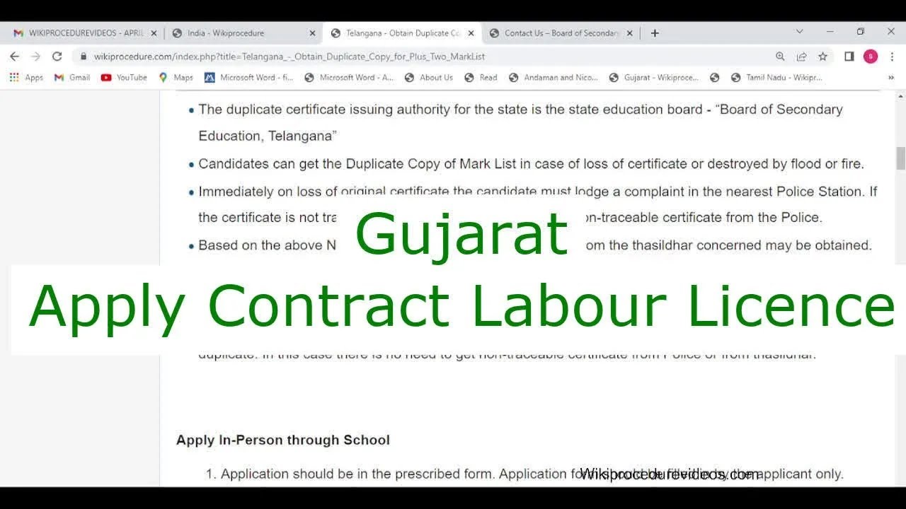 Gujarat - Obtain Contract Labour Licence for Contractor (Online) - YouTube