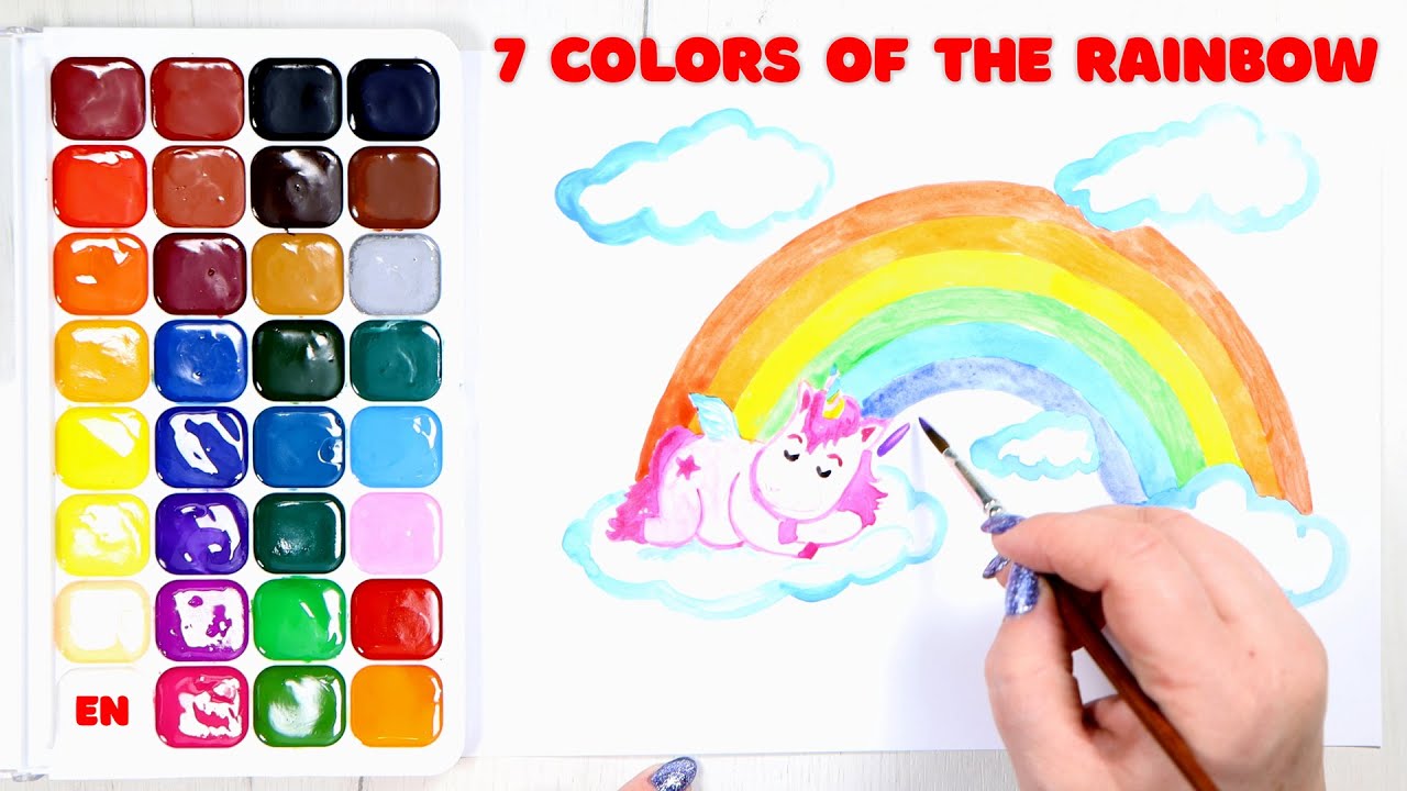 Colours of the rainbow. How to draw the rainbow with kids. Learning the ...