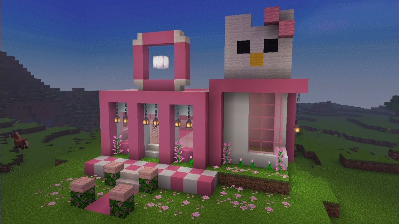 Minecraft: How to build Hello Kitty Donut Shop 🩷 - YouTube