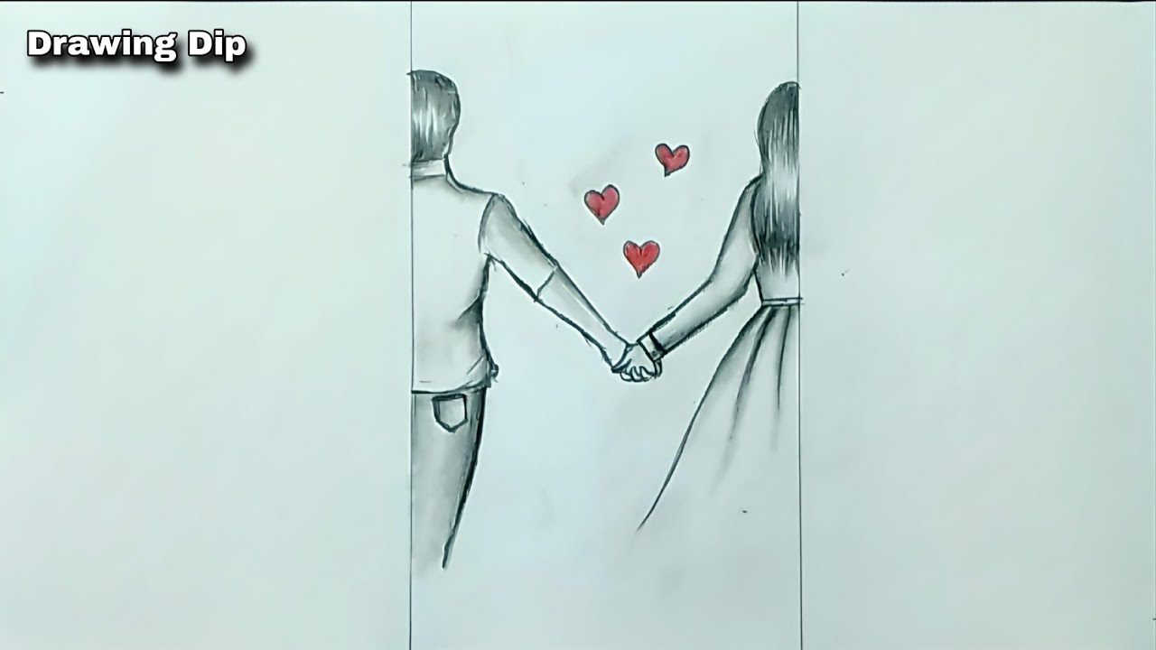 Romantic Couple Holding Hand Drawing Pencil Sketch/ Love Couple Drawing ...