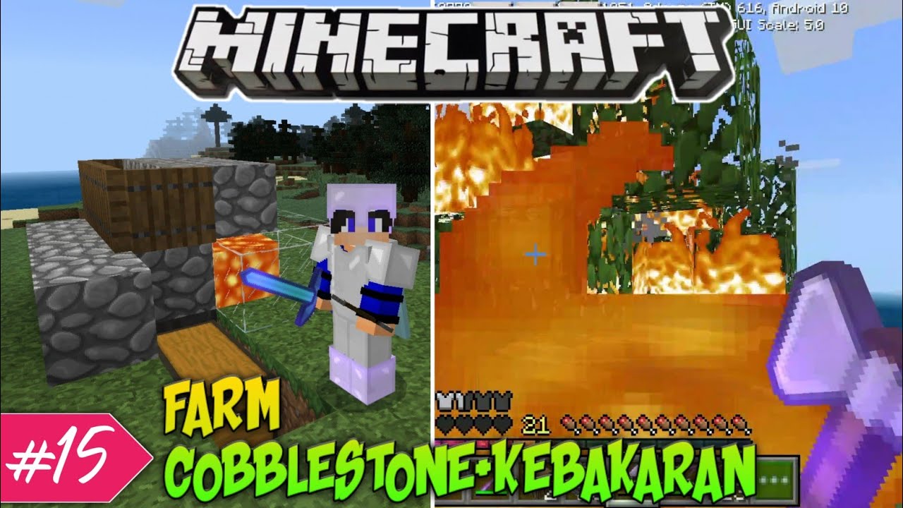 SIMPLE FARM COBBLESTONE - MINECRAFT PE SURVIVAL INDONESIA #15 - YouTube