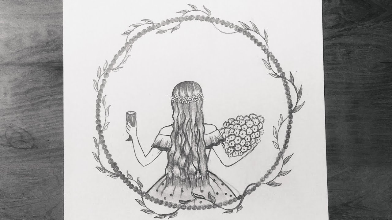 How To Draw Girl in circle Frame / Drawing for Beginners / Easydrawing ...