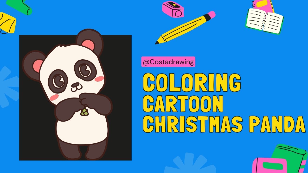 Easy Coloring Christmas Panda ll step by step coloring kids - YouTube
