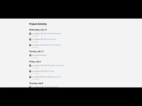 Using the Project Activity Feed