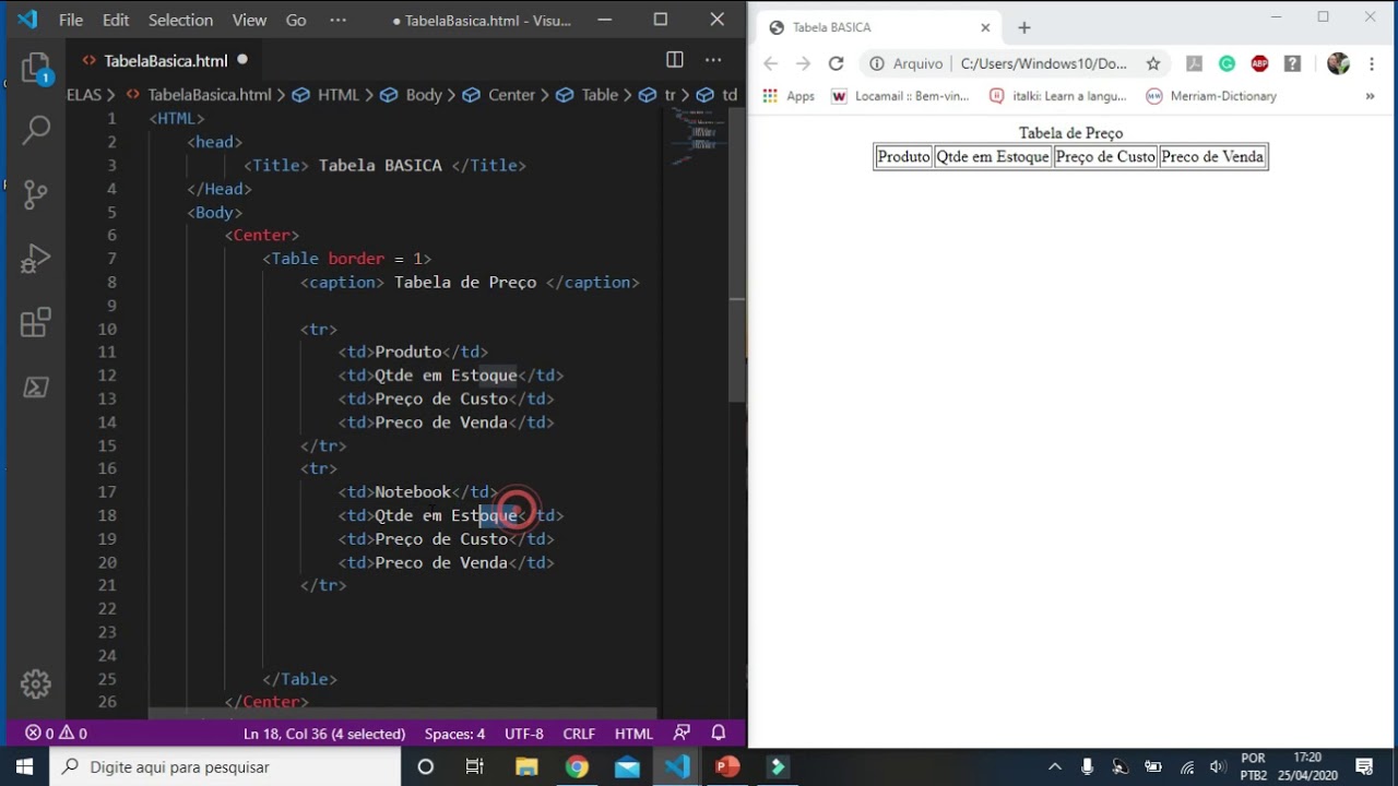Aula1 HTML tabelas - YouTube