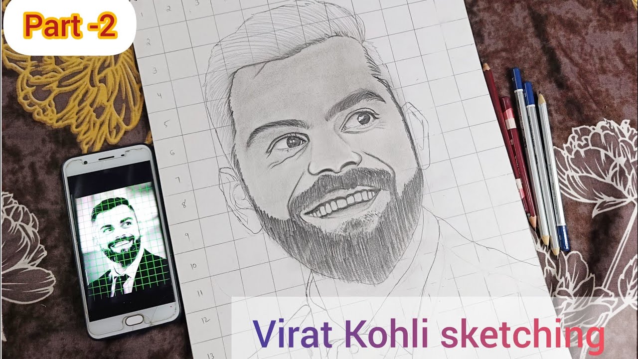 How to draw Virat Kohli step by step/Virat Kohli sketching/Part -2 ...
