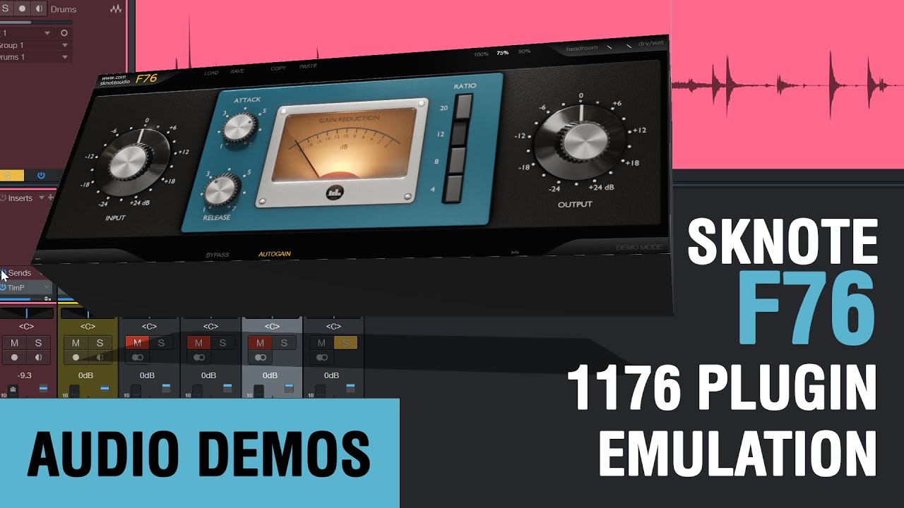 Sknote F76 Fet compressor plugin audio demos (Urei 1176) - YouTube