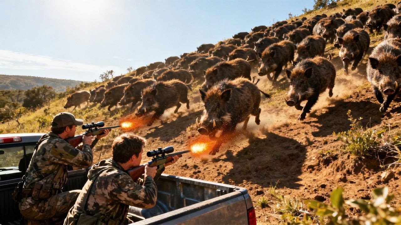 Hundreds of Wild Boars Rush Down the Hill – Most Intense Hunt Ever ...