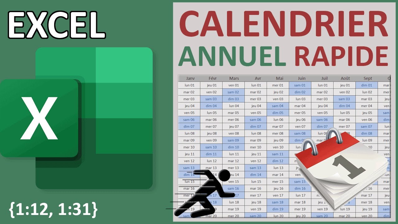 Calendrier annuel facile et rapide avec Excel - YouTube