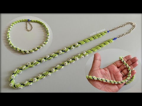 Daisy Rope Necklace with Seed Bead/Beaded Jewelry making Tutorial Diy ...