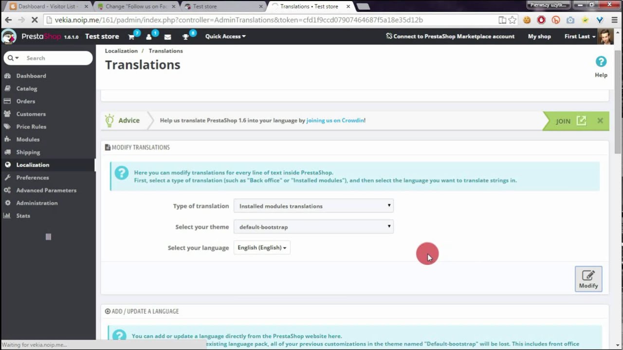 how to change "Follow us on facebook" in PrestaShop - YouTube