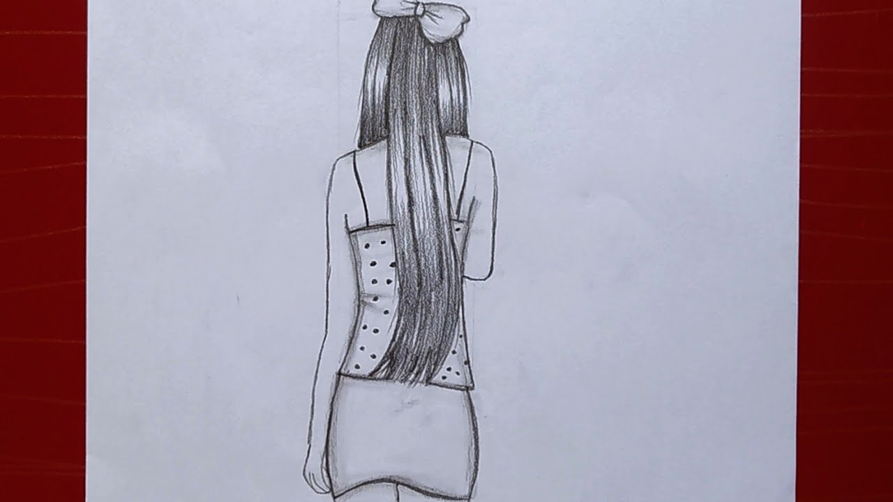 Easy way to draw a girl backside sketch for beginners || pencil sketch ...