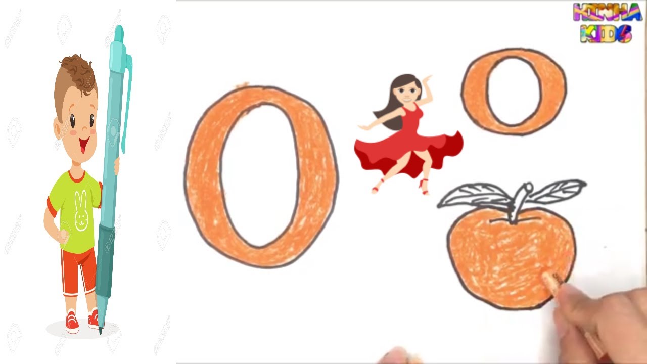 Learn Letters O and Draw Orange Coloring and Drawing Learn Colors for ...