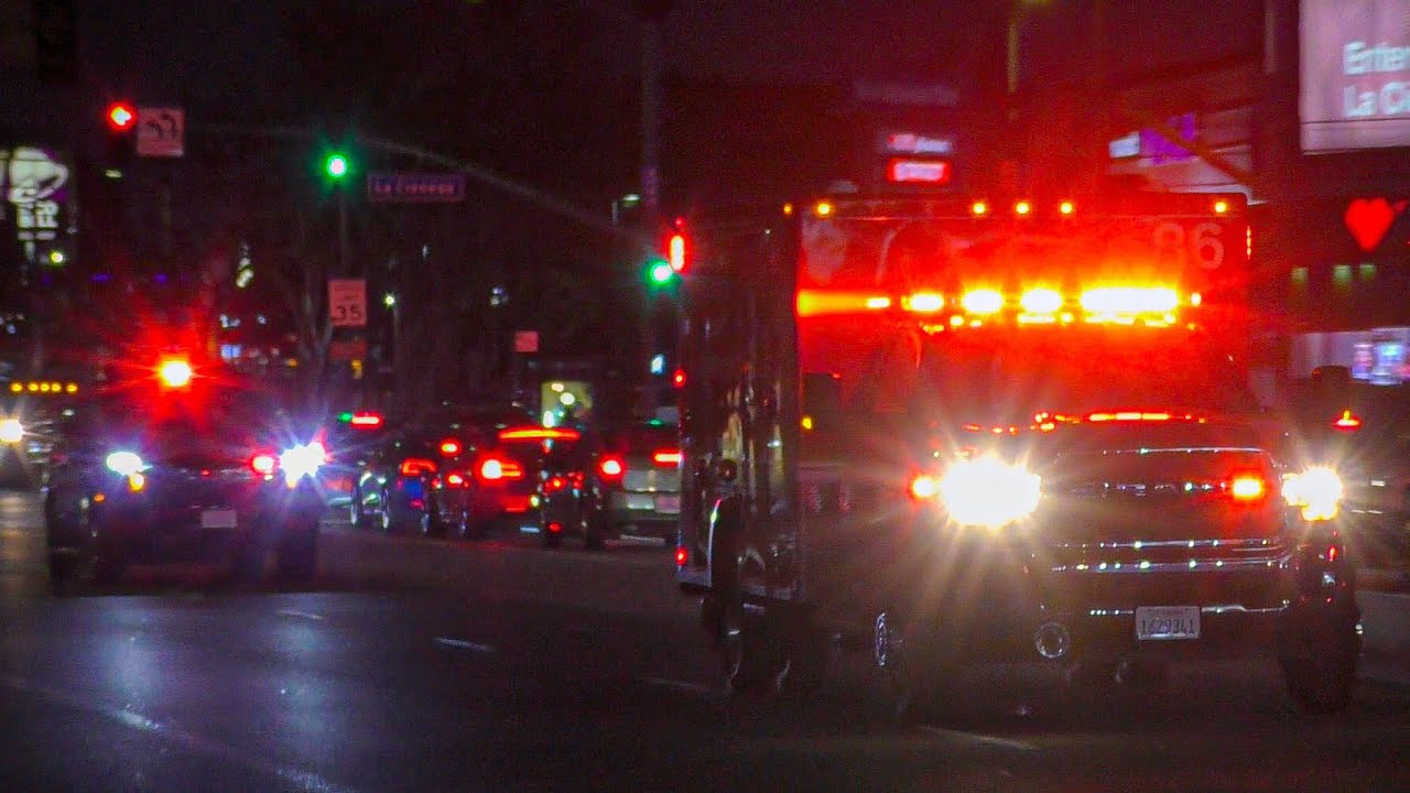 LAFD EMS 14 & Rescue 86 Transporting - YouTube