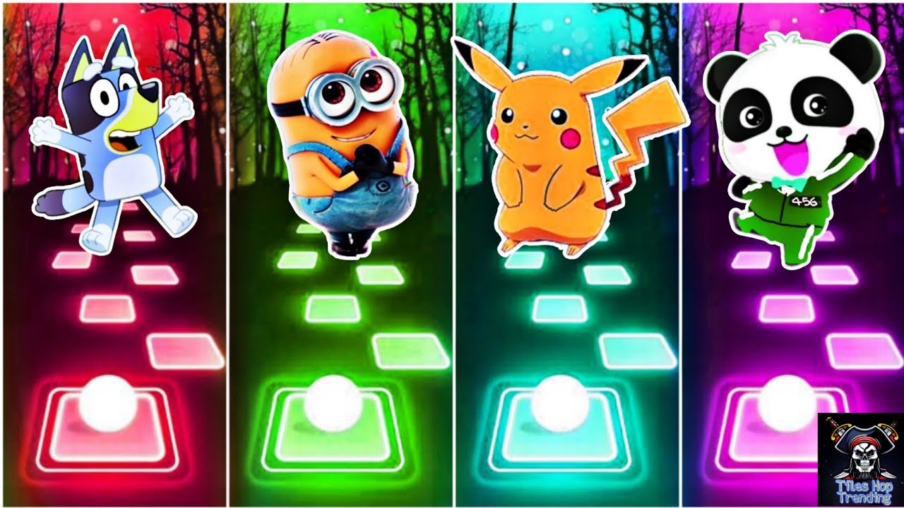 Bluey Vs Minions Vs Pikachu Vs BabyBus | Tiles Hop Music Gameplay 🥇🥈🥉 ...