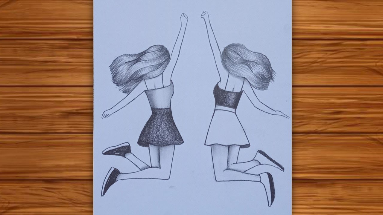 how to draw best friends forever easy pencil sketch step by step ...