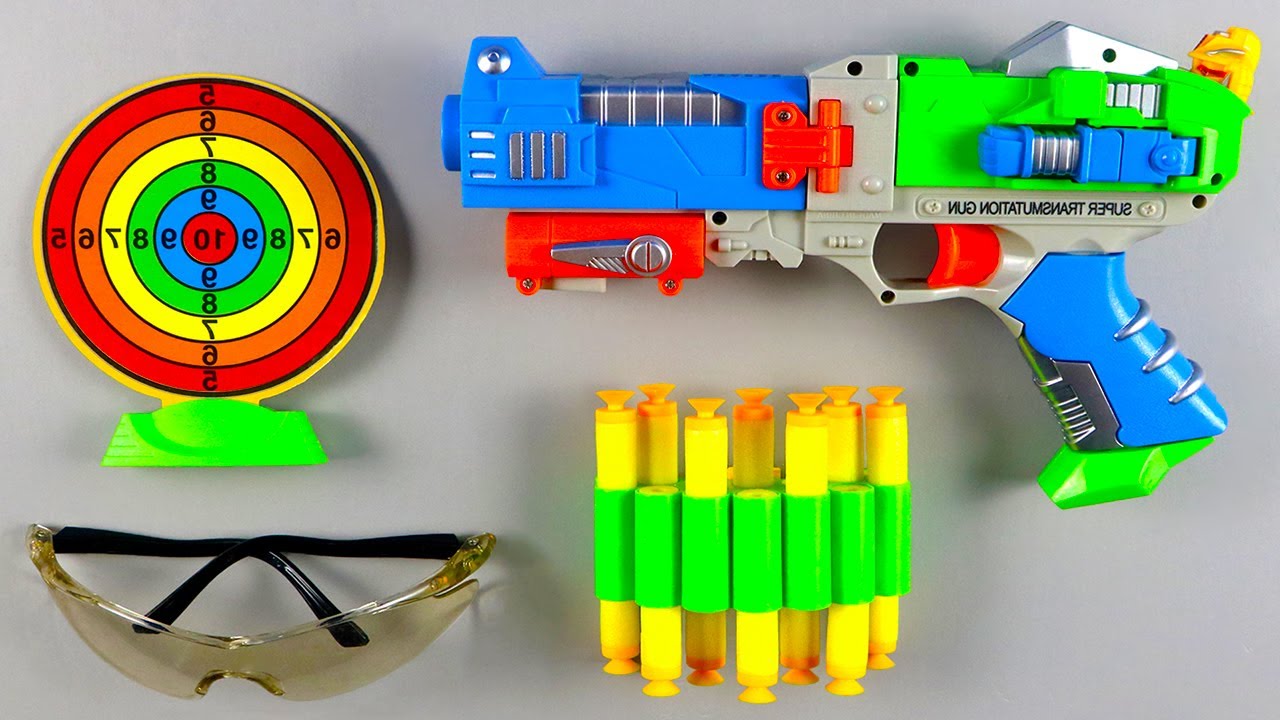 14 Soft Bullet Blaster Robot Field Arms Fighter Toy Pistol ! Box Full ...