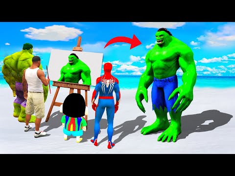 GTA 5 | GTA 5 BUT WHATEVER THE POWERFUL MONSTER HULK, SHINCHAN, FRANKLIN & HULK DRAW COMES TO REA...