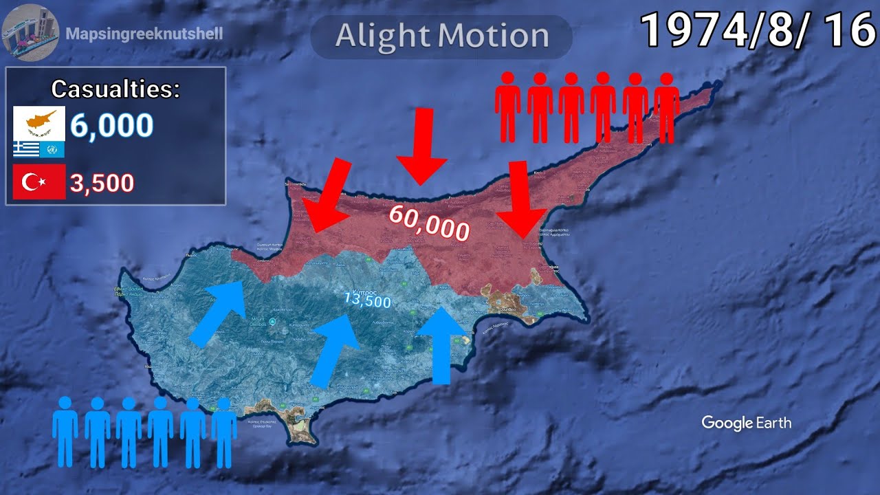 Turkish Invasion of Cyprus Using Google Earth - YouTube