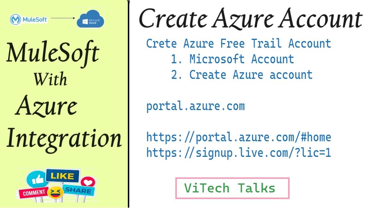 ViTech Talks | Azure Free Account Creation | @vitechtalks | MuleSoft With Azure Integration ...