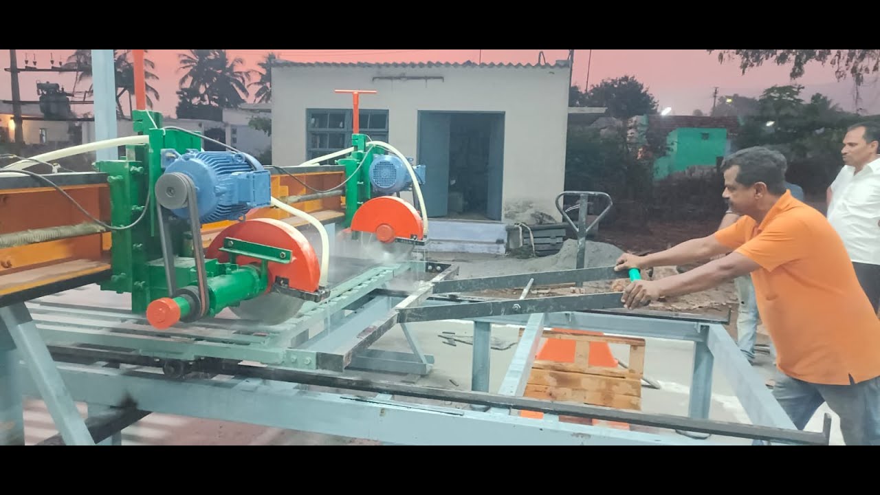 Granite edge cutting machine || Double Blade edge cutting - YouTube