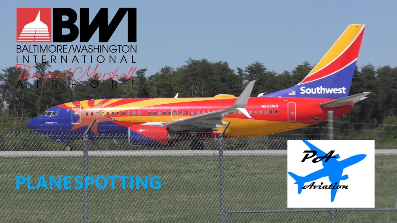 BWI Plane Spotting Arrivals and Departures - YouTube