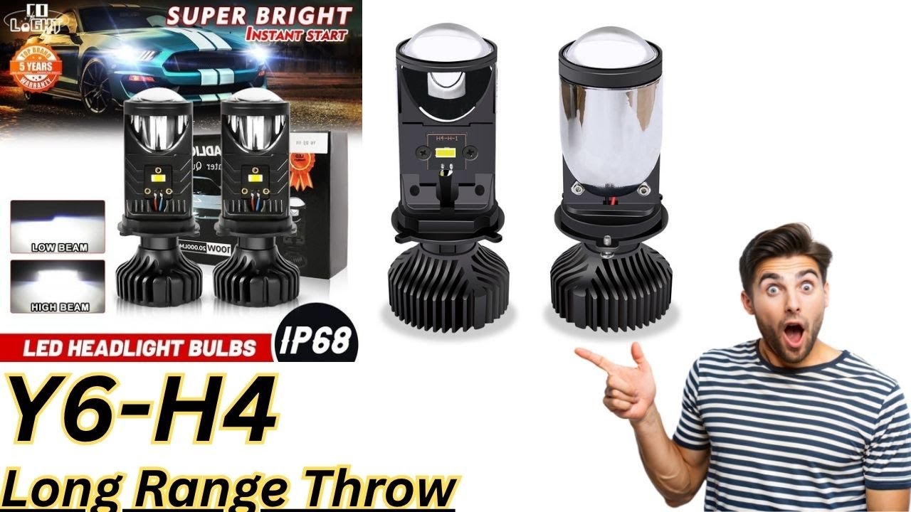Y6 H4 projector lens long range lights for cars | Unboxing and review ...