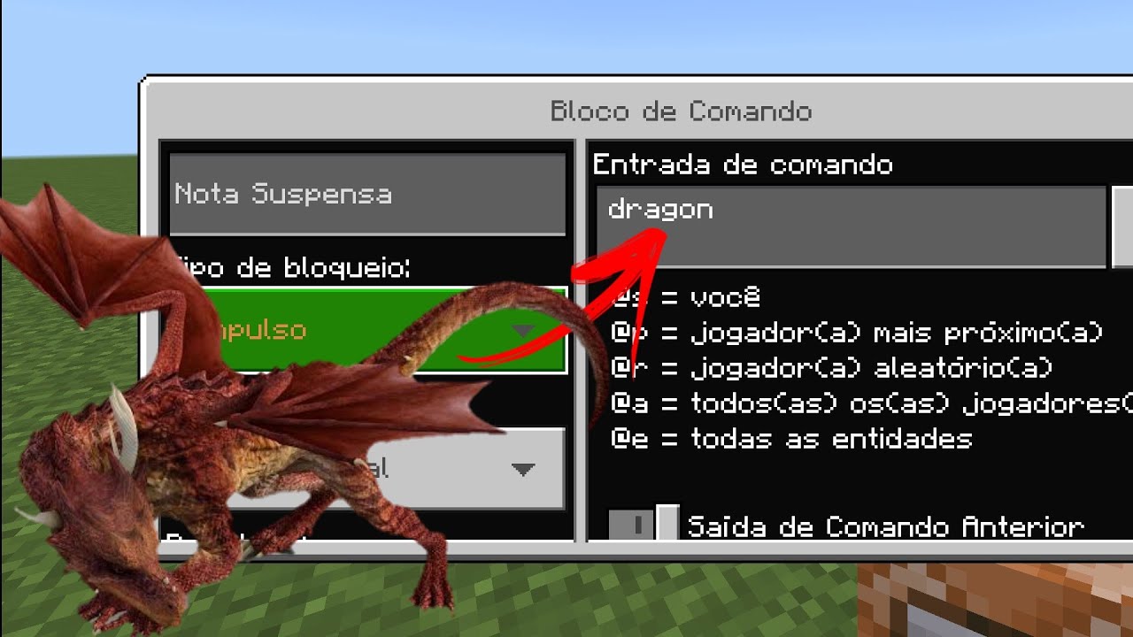 COMANDO DO DRAGÃO NO MINECRAFT PE (COMMAND BLOCK) dragon mcpe - YouTube
