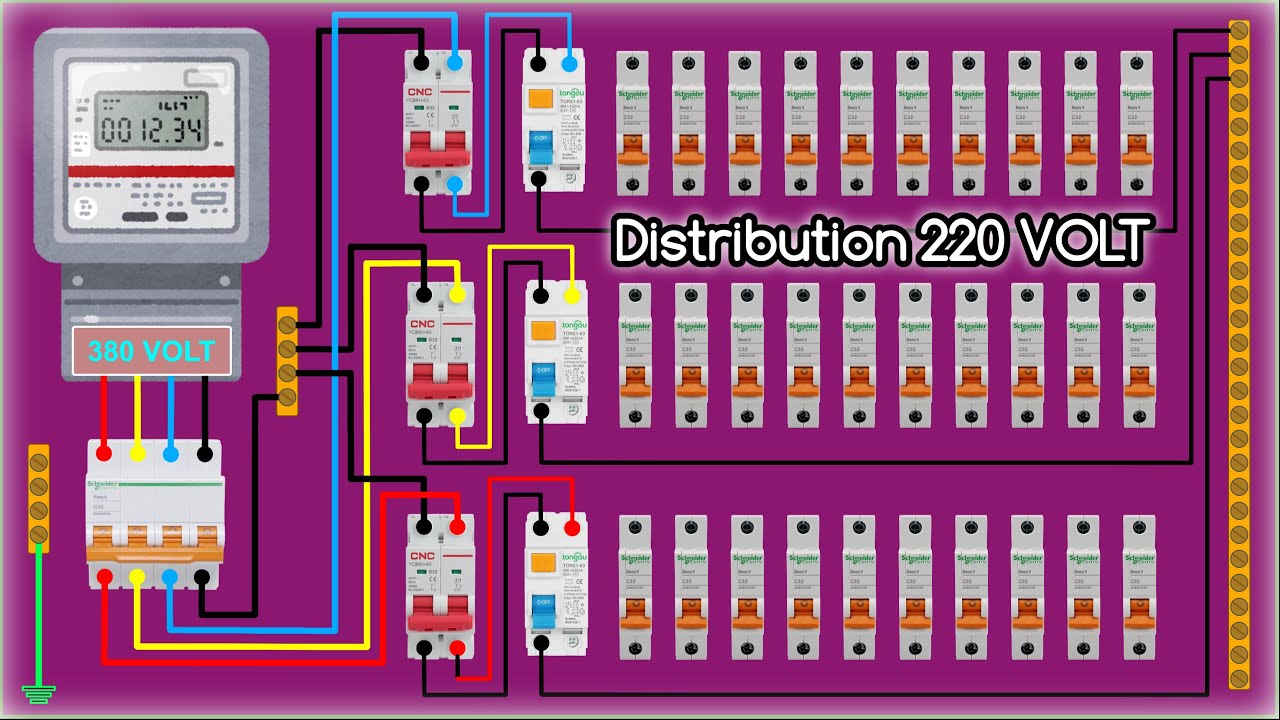 380 V to 220 V Distribution Wiring Diagram - YouTube