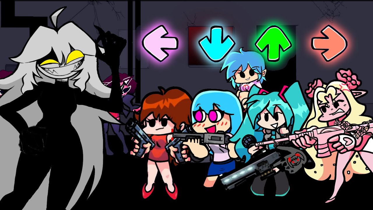 FNF Characters Girl GF, Rosie, Miku and Sky VS TrollGF - FNF Mod - YouTube