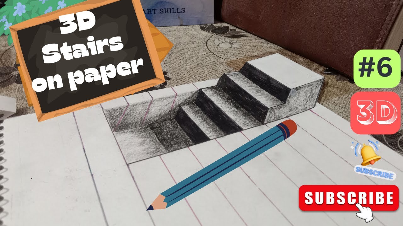 How to draw 3D stair on paper | 3d stairs drawing Idea - YouTube