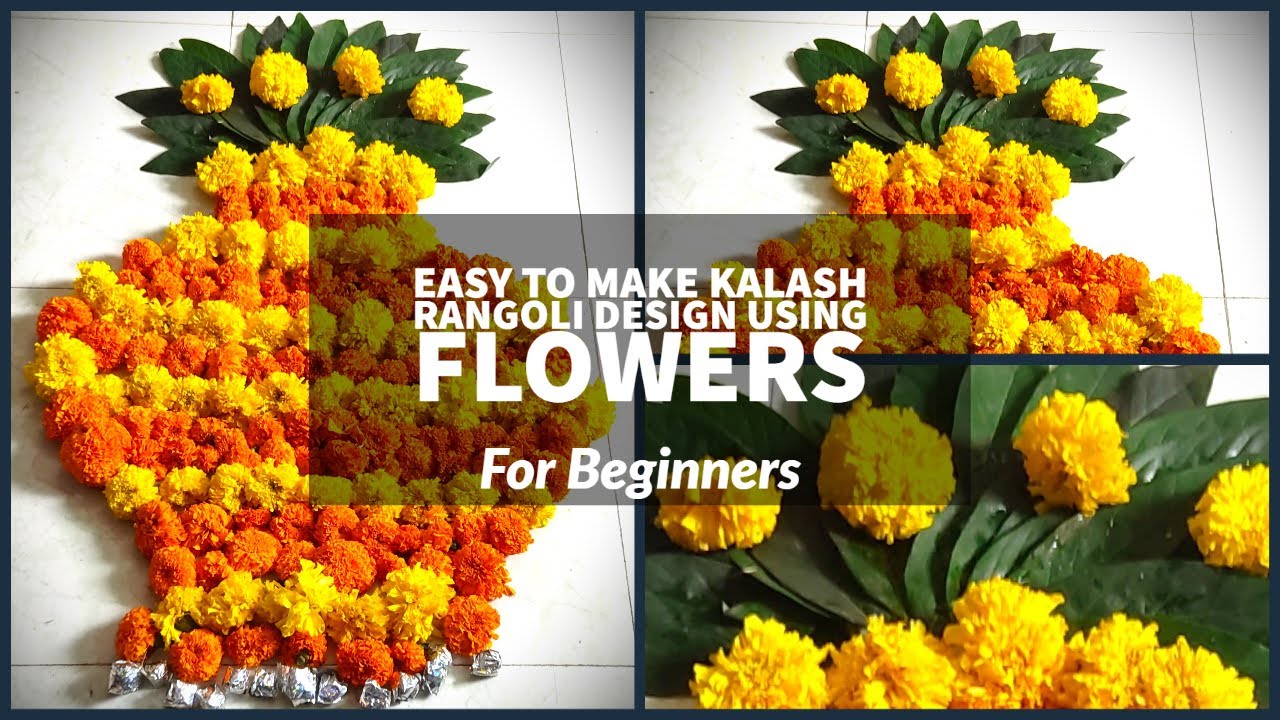Easy to Make Kalash Rangoli Design Using Flowers - YouTube