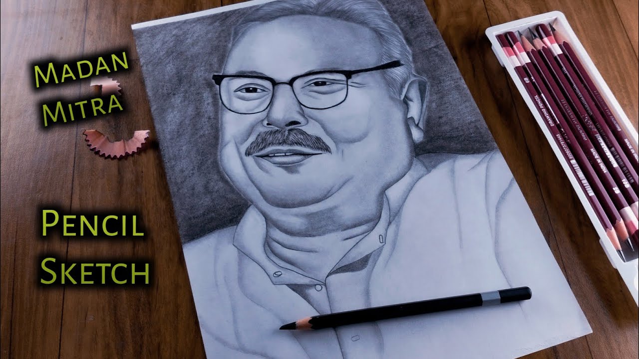 Madan Mitra Drawing।। Madan Mitra Pencil Sketch - YouTube