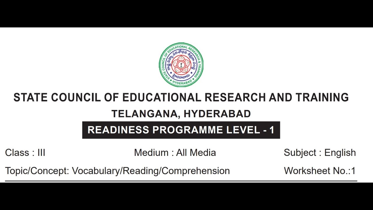 SCERT 3rd class English worksheet 1/SCERT telangana worksheets level 1 ...