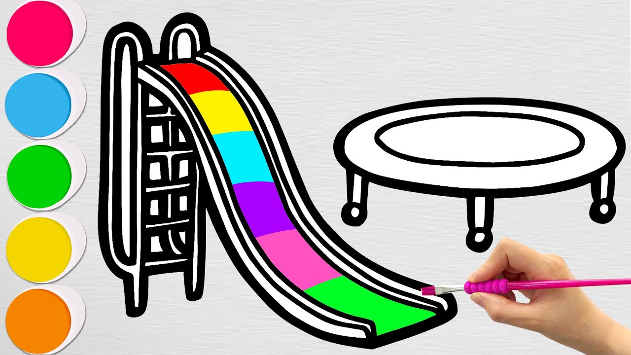 Playground Drawing and Coloring | How to Draw a Playground Step by Step ...